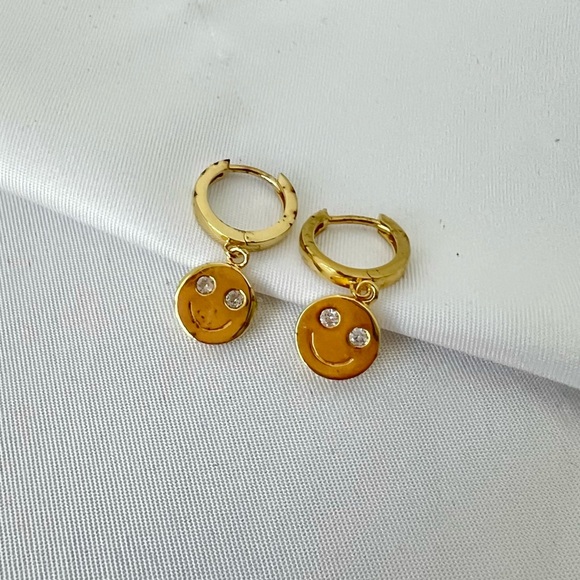 bruna | Jewelry | Bruna Smiley Face Earrings In Gold | Poshmark